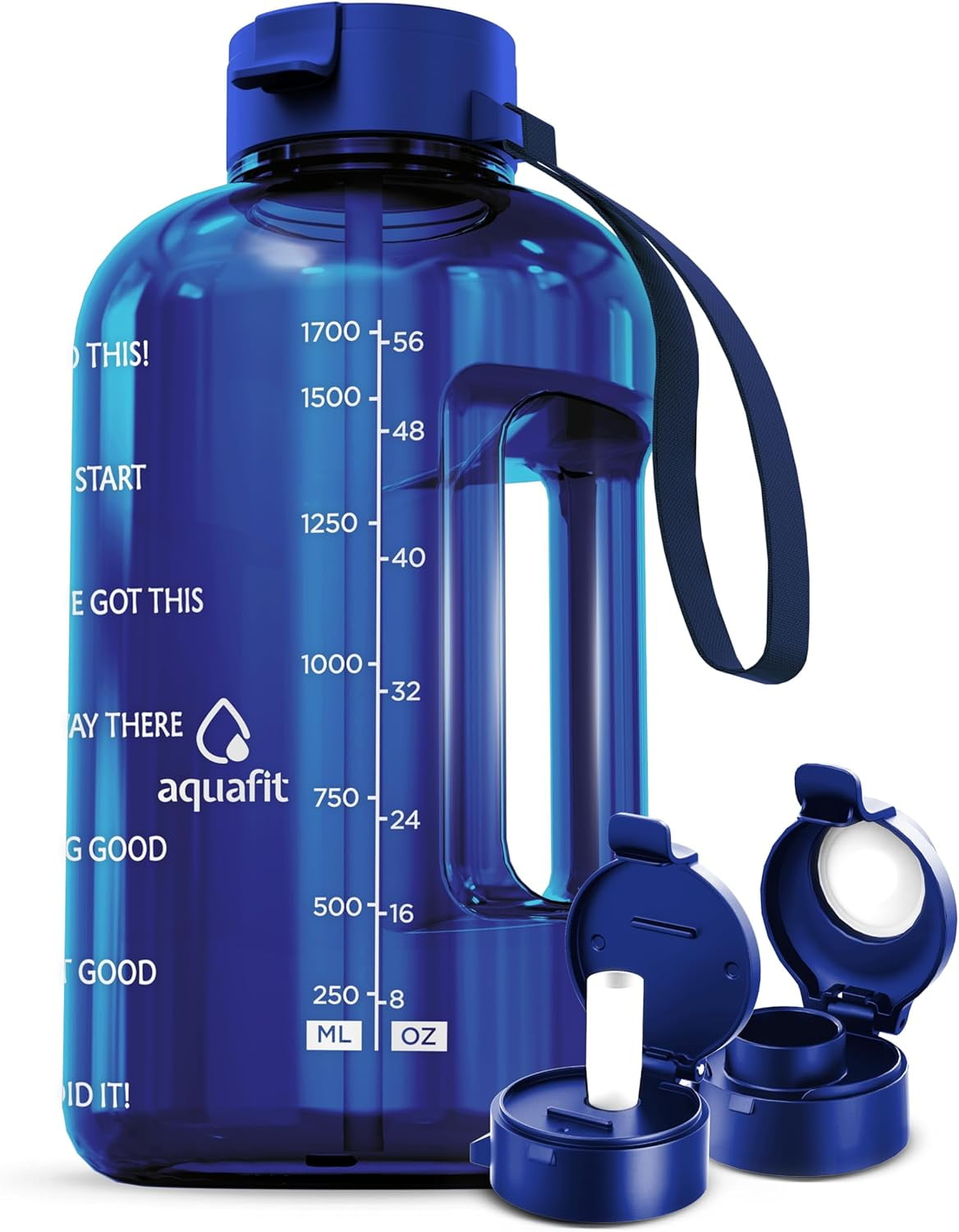 Half Gallon Water Bottle With Straw, Times To Drink - 64 oz - Water Jug ...