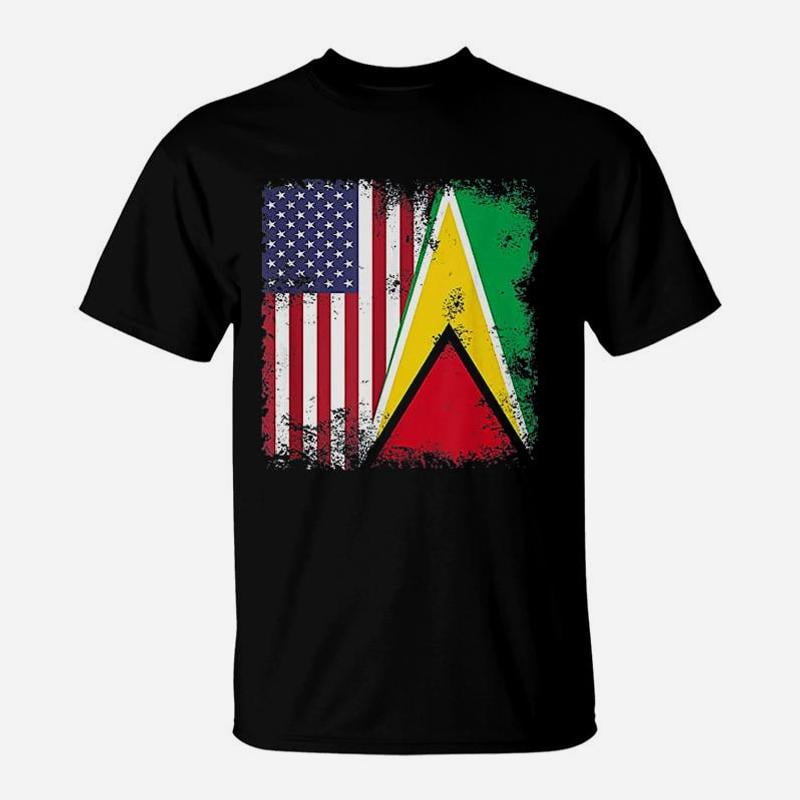 Half Guyanese Flag Guyana Usa Gift TShirt - Walmart.com
