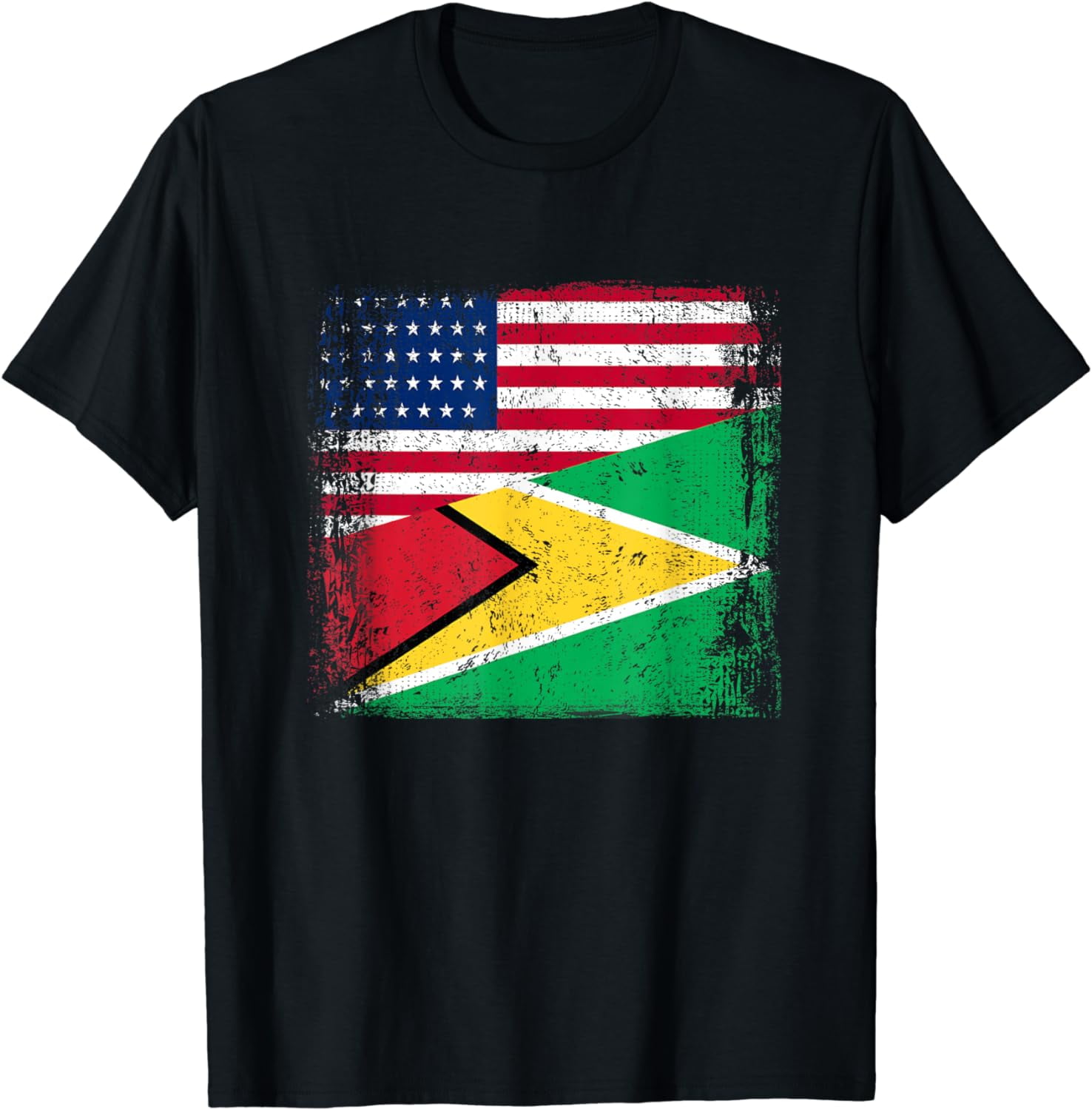 Half Guyanese Flag | Vintage Guyana USA Cotton T-Shirt - Walmart.com