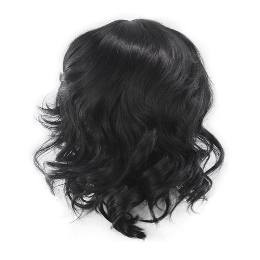Half Hair Wigs Women High Fiber Parting Hair Brazilian Temperature Wig Short Wavy Black Curly