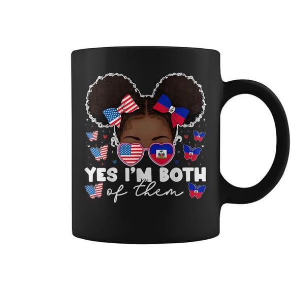 Half Haitian And American America Haiti Usa Flag Girl Afro Coffee Mugs ...
