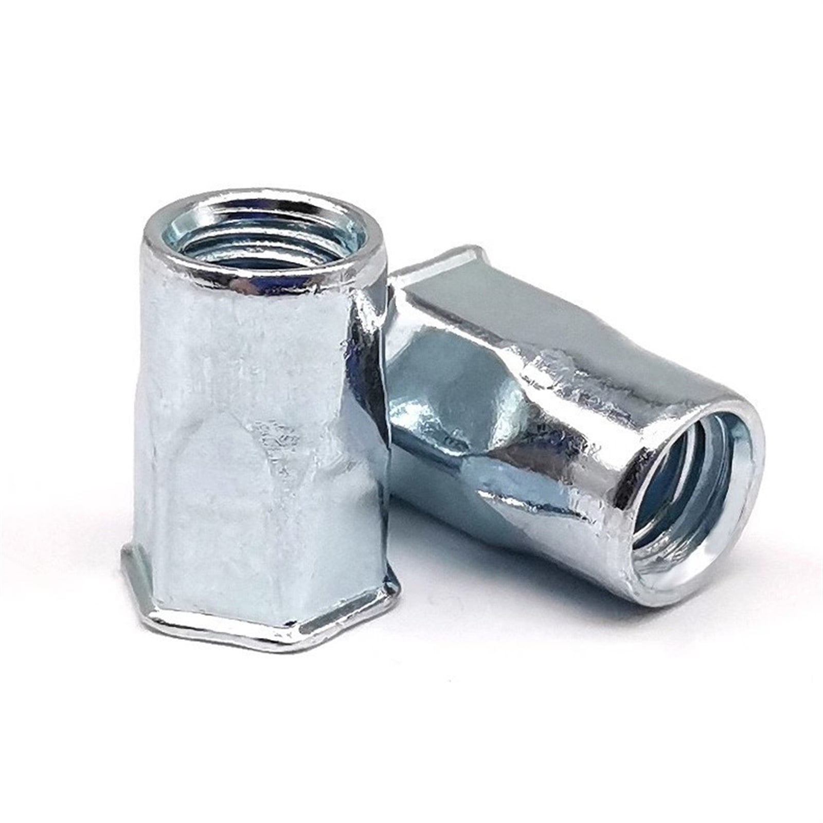 Half Hexagon Flat Head Rivet Nuts, Zinc Plated Carbon Steel Open Semi ...