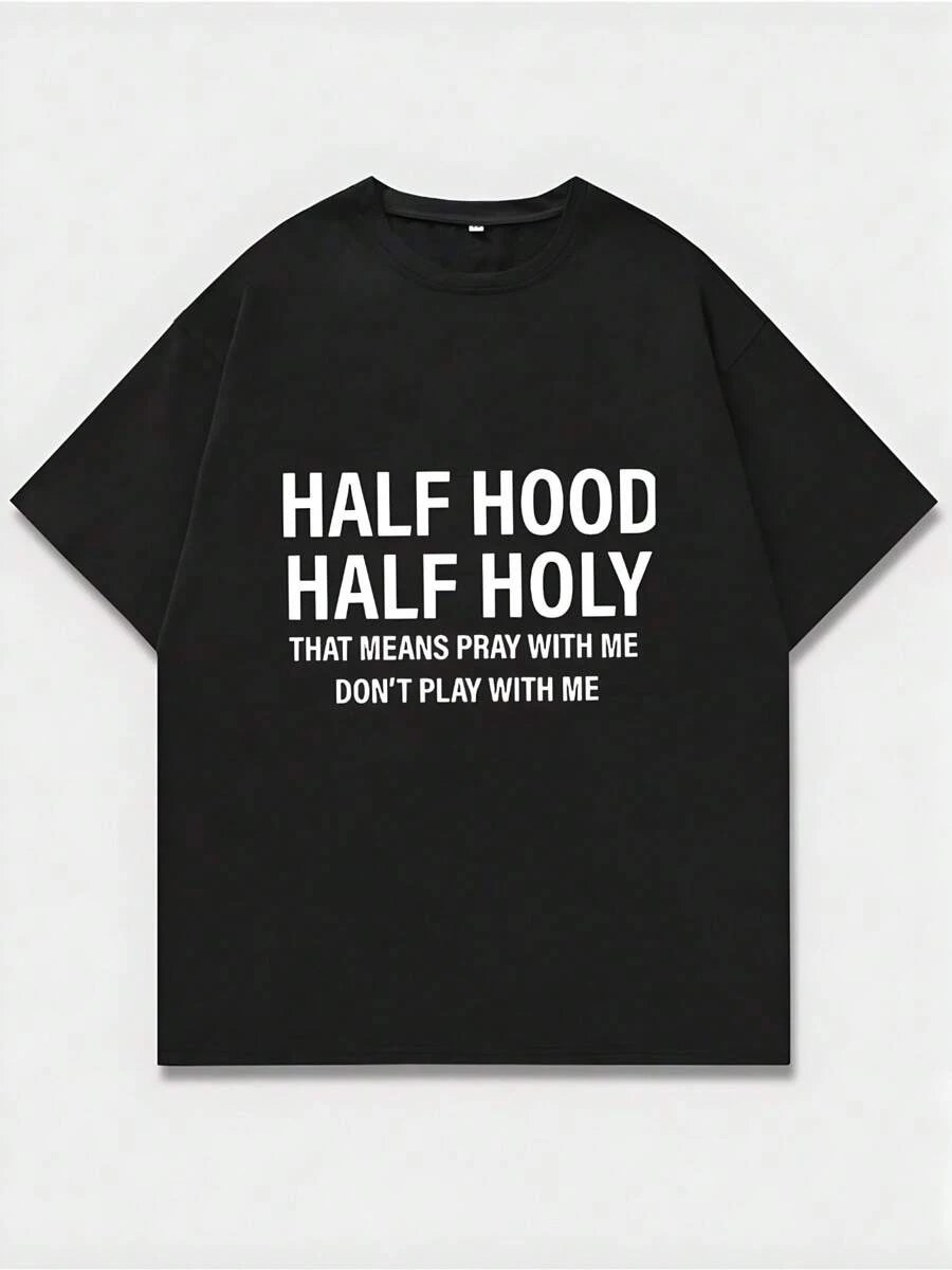 Half Hood Half Holy Typography Design,Casual Print,Comfortable And ...