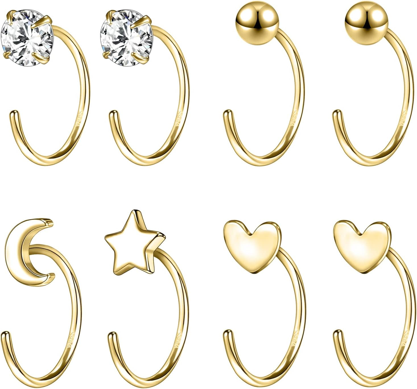 Half Hoop Earrings 925 Sterling Silver Tiny Huggie Hoop Small Comfy Half Hoop C Hoop Earrings ...