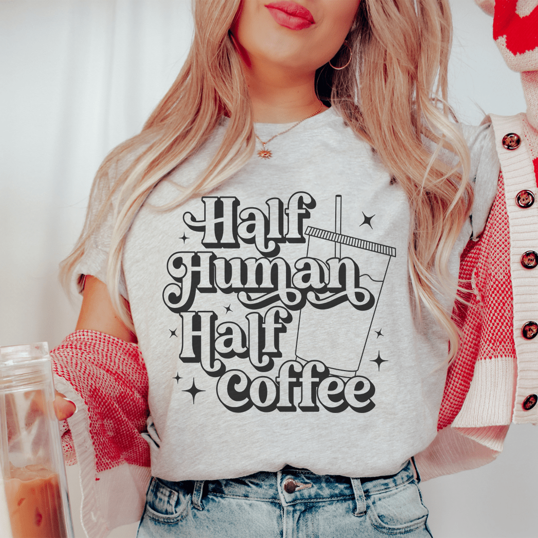 Half Human Half Coffee Tee Athletic Heather S Peachy Sunday T-Shirt ...