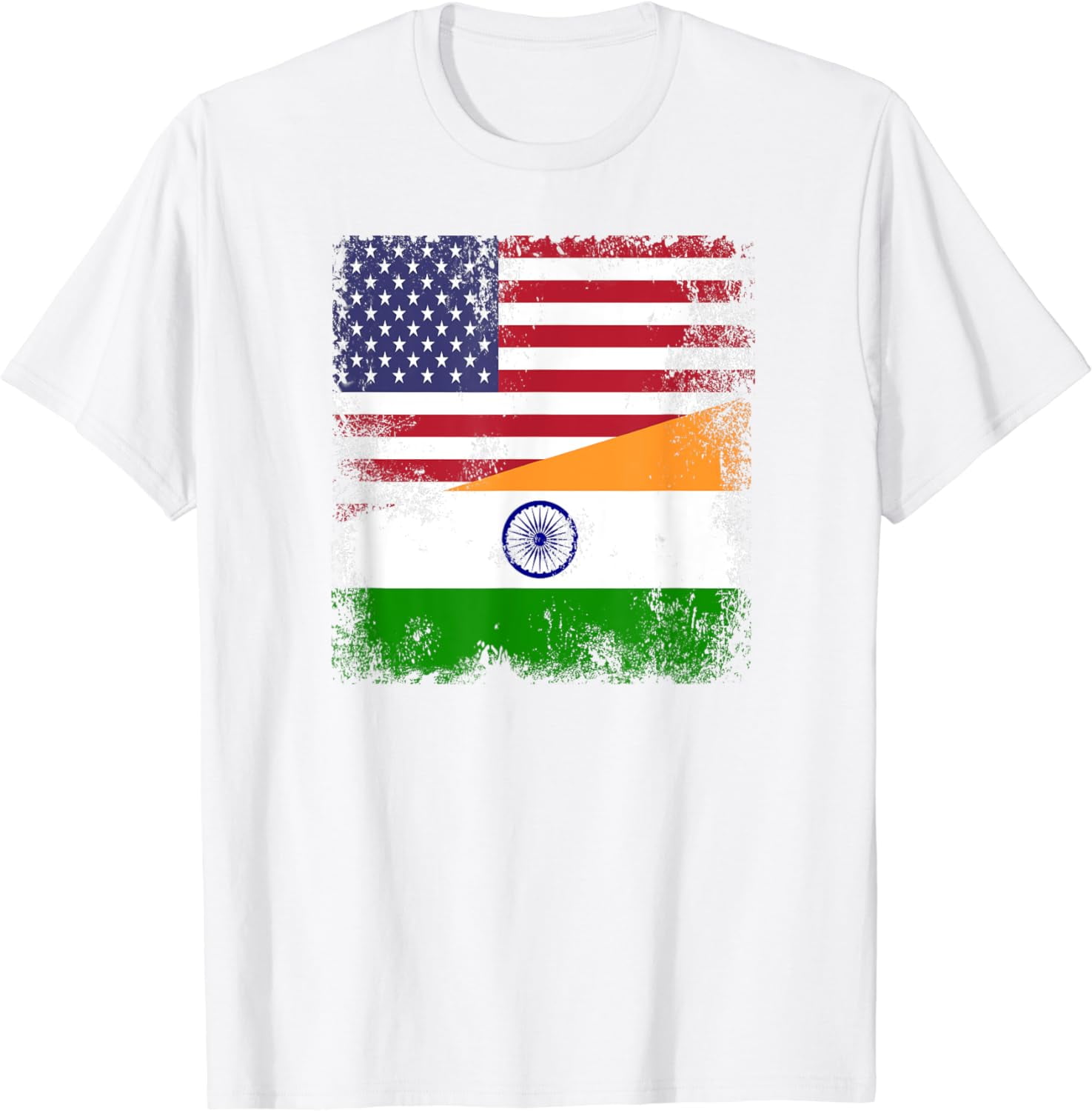 Half Indian Flag T-Shirt | Vintage India USA Gift - Walmart.com