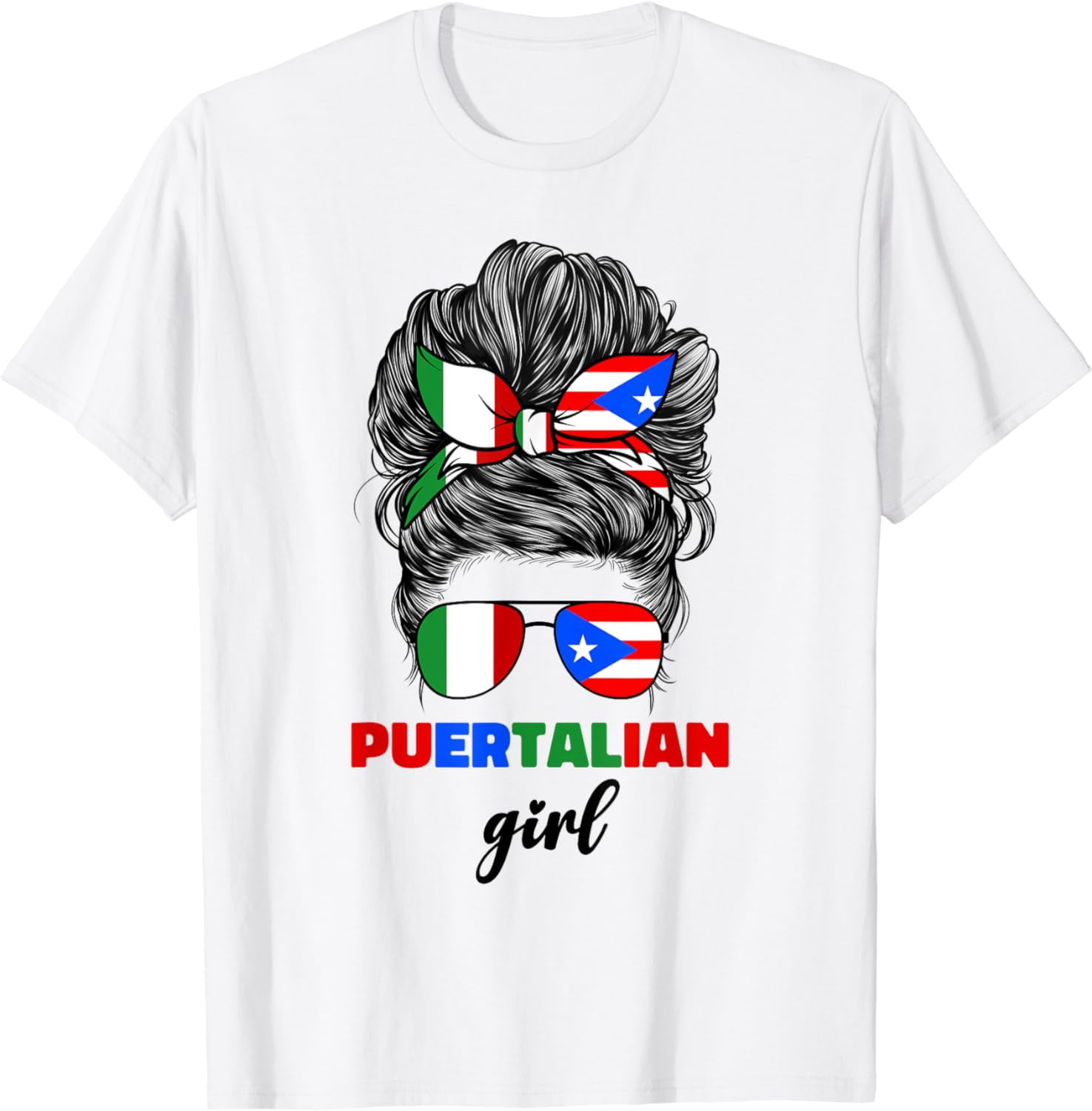 Half Italian And Puerto Rican Rico Italy Flag Girl For Women T-Shirt ...