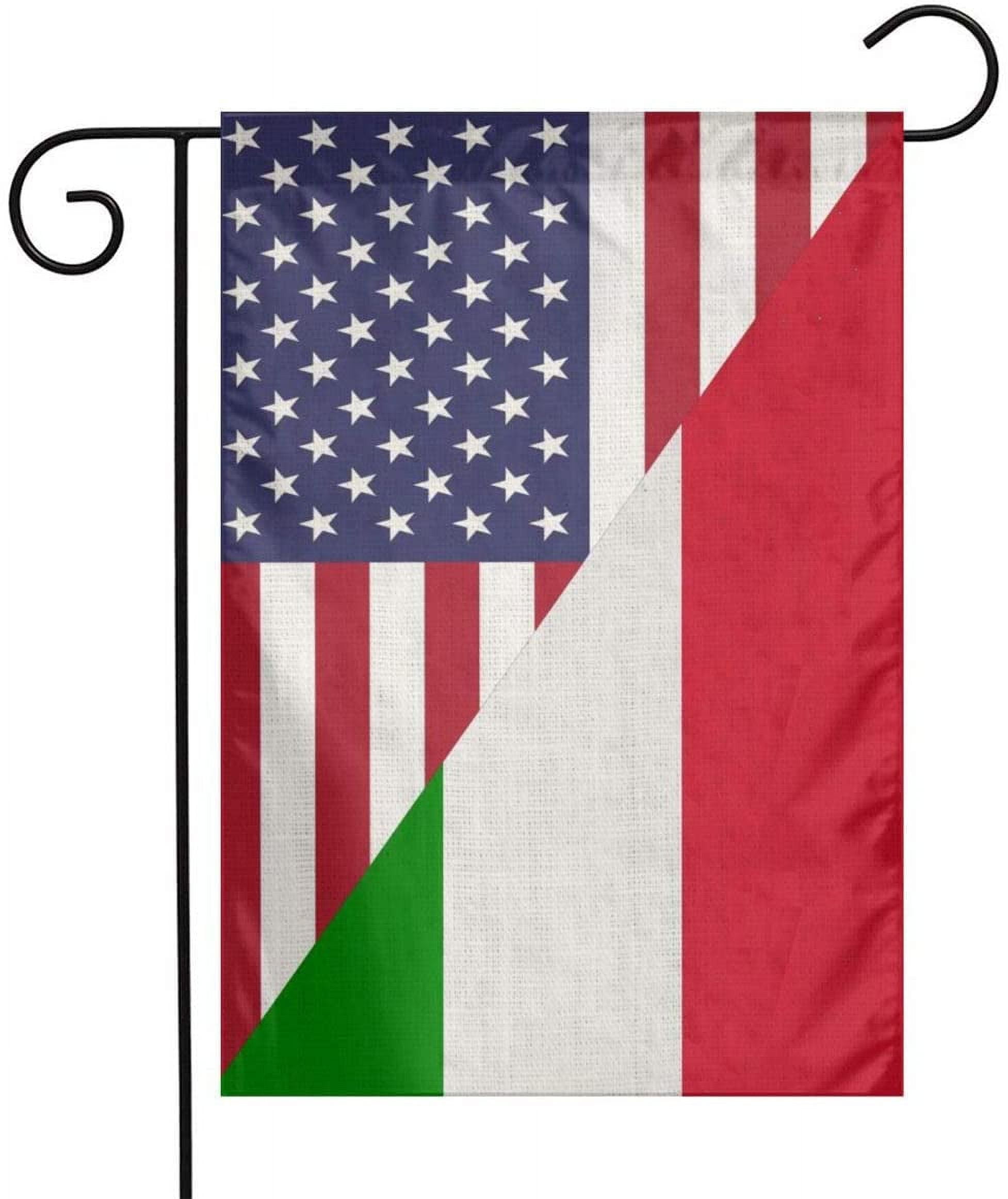 Half Italian Italy Half and American Flag Combo Half Flax Nylon Fabric ...