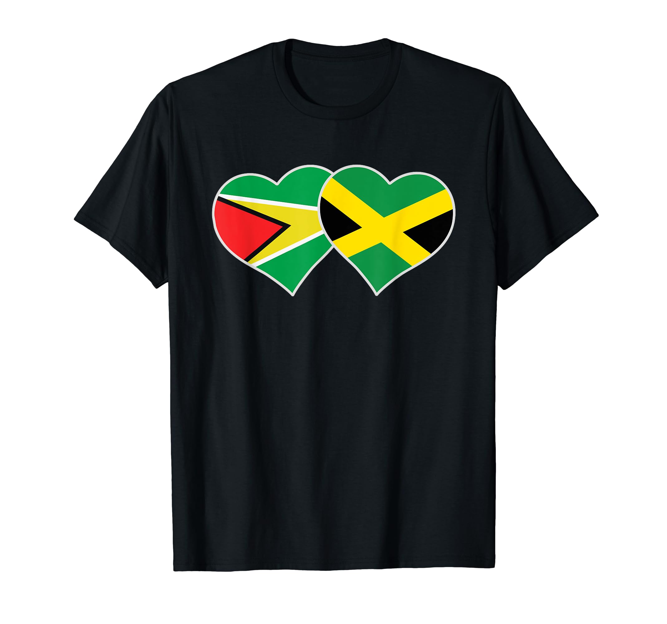 Half Jamaican Half Guyanese Heart Jamaica Guyana Flag T-Shirt - Walmart.com