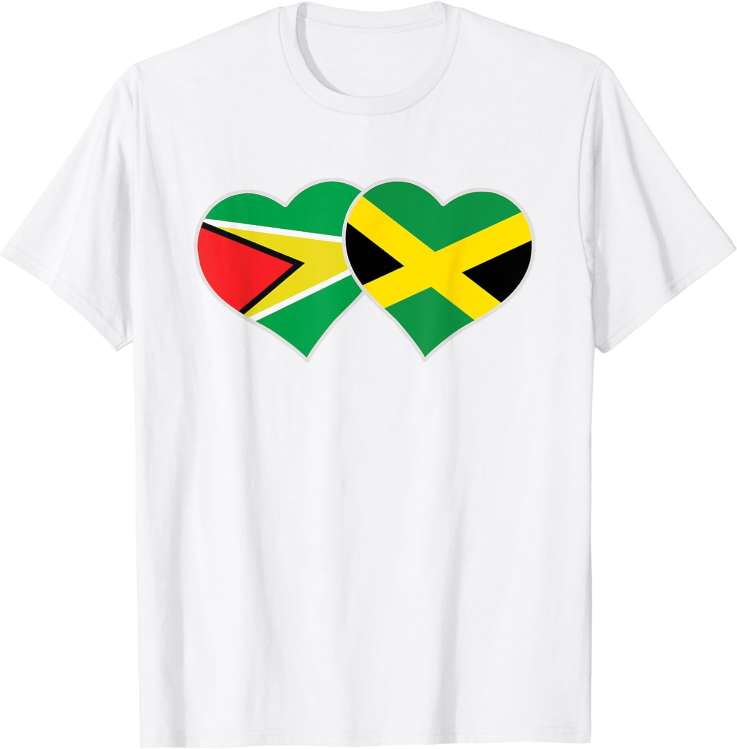 Half Jamaican Half Guyanese Heart Jamaica Guyana Flag T-Shirt - Walmart.com