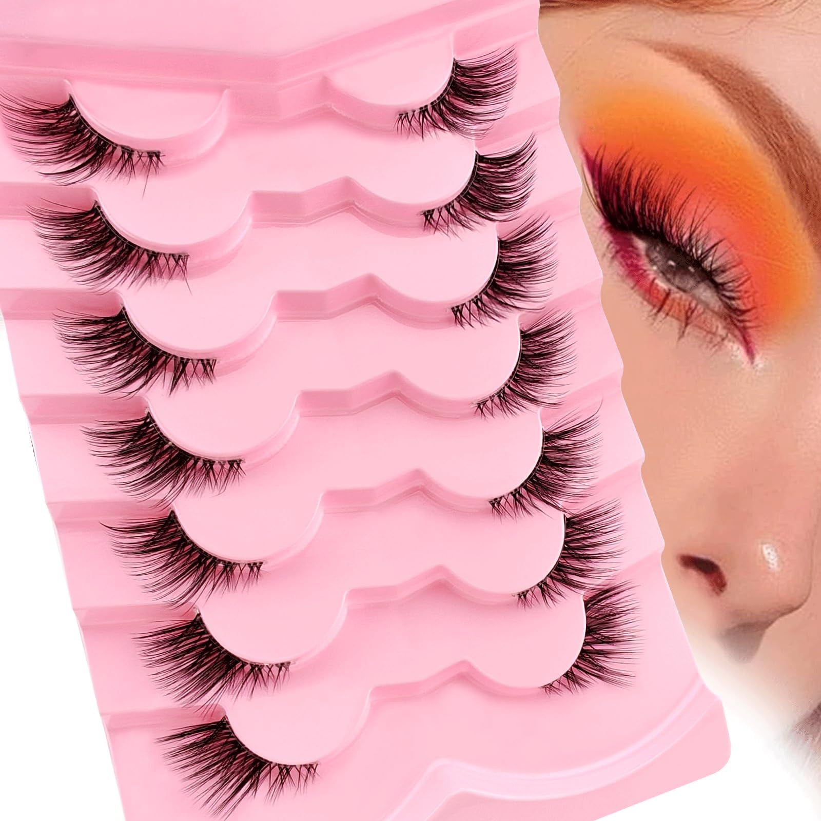 Half Lashes with Clear IFF17 Band, 15mm Natural Look Fox Eye Fluffy ...