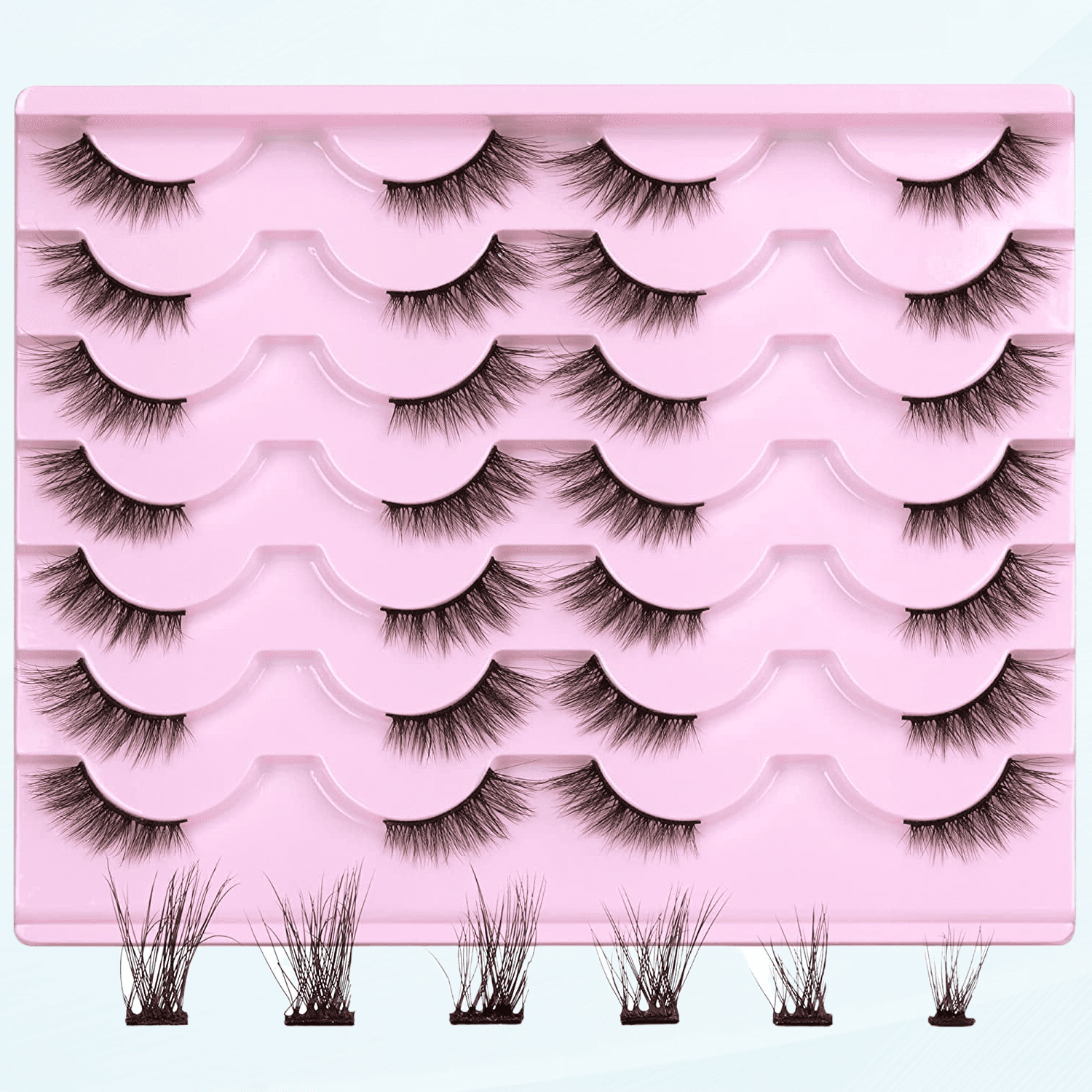 Half Lashes Mink Natural Cat Eye Wispy False Eyelashes Fluffy Volume ...