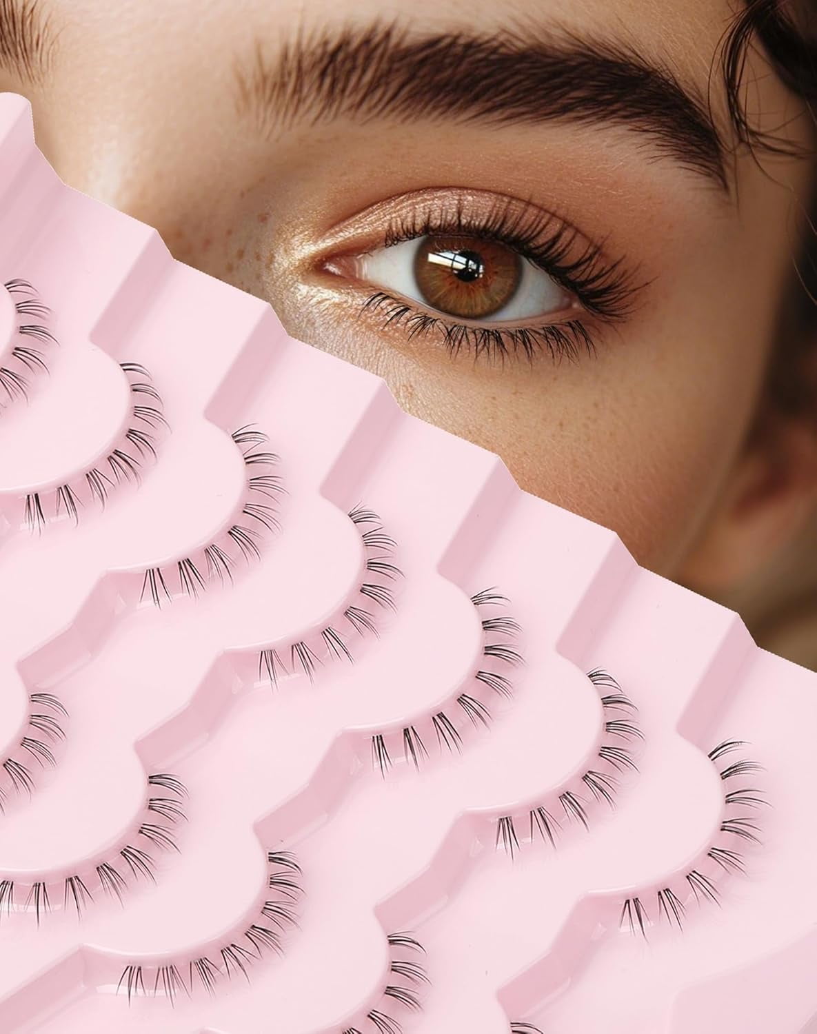 Half Lashes Natural Corner Eyelashes Wispy Natural Look Clear Band 3/4 ...