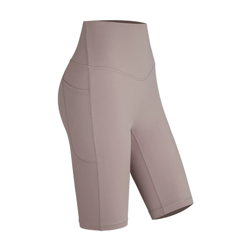 Half Length High Waist Hip Lift Tight Quick-Dry Wear Yoga Pants, Mocha ...