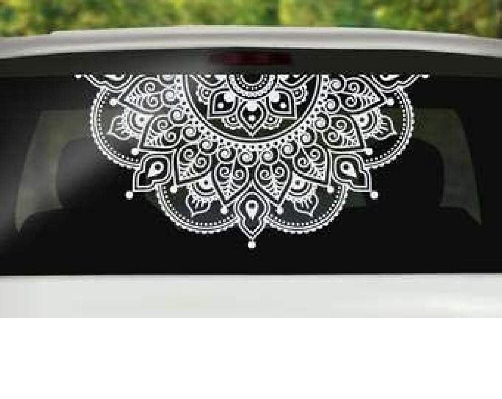 Half Mandala Car Wall Decal - Mandala Window Decal Laptop Mandala Vinyl ...