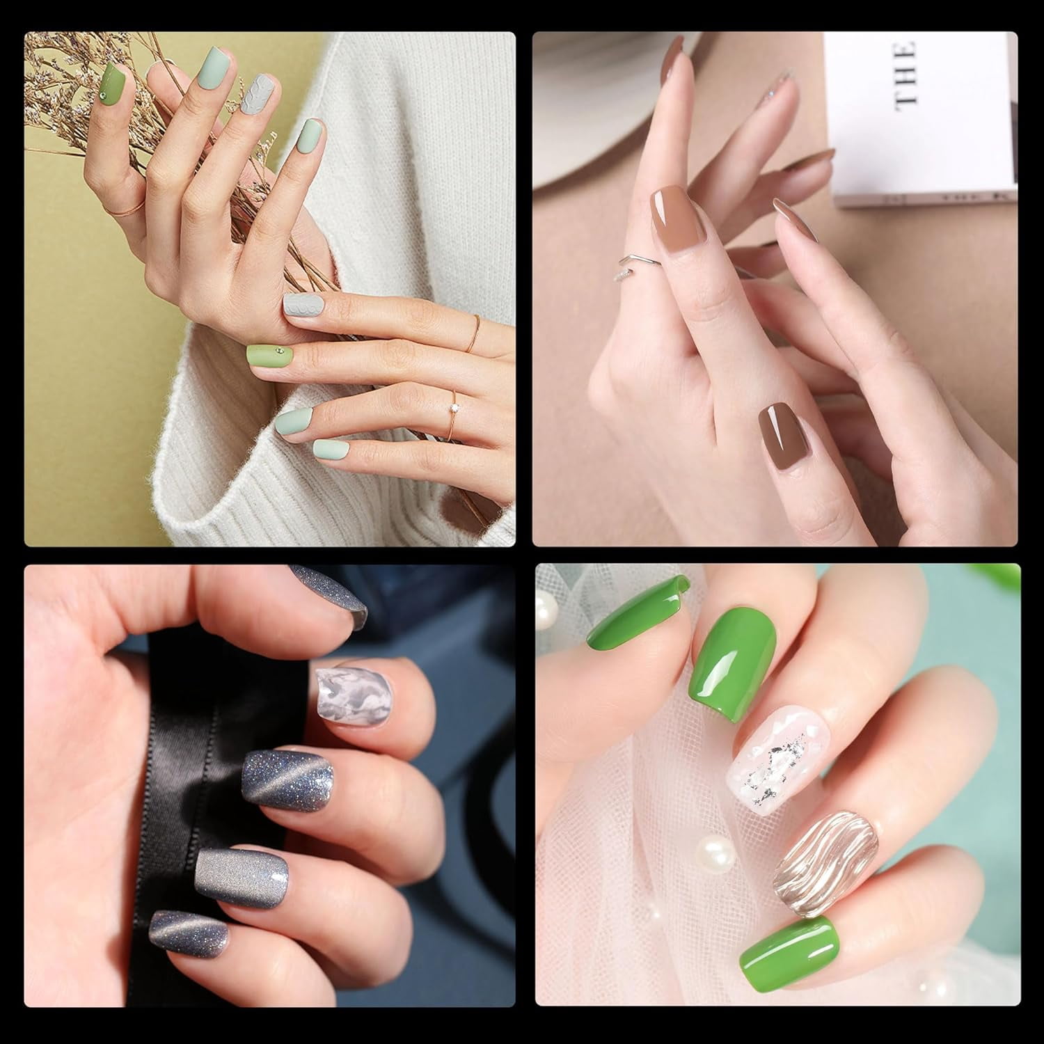 Half Matte Short Square Fake Nail Tips, Soft Gel Pre-Shaped Nail Tips ...
