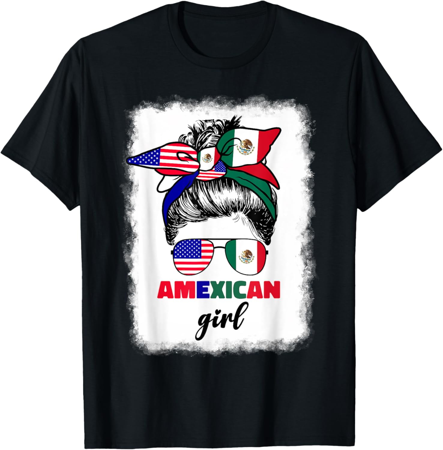 Half Mexican And American Mexico America Flag Girl Pun Quote T-Shirt100 ...