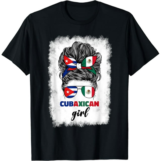 Half Mexican And Half Cuban Mexico Cubanita Cuba Flag Girl T-Shirt ...