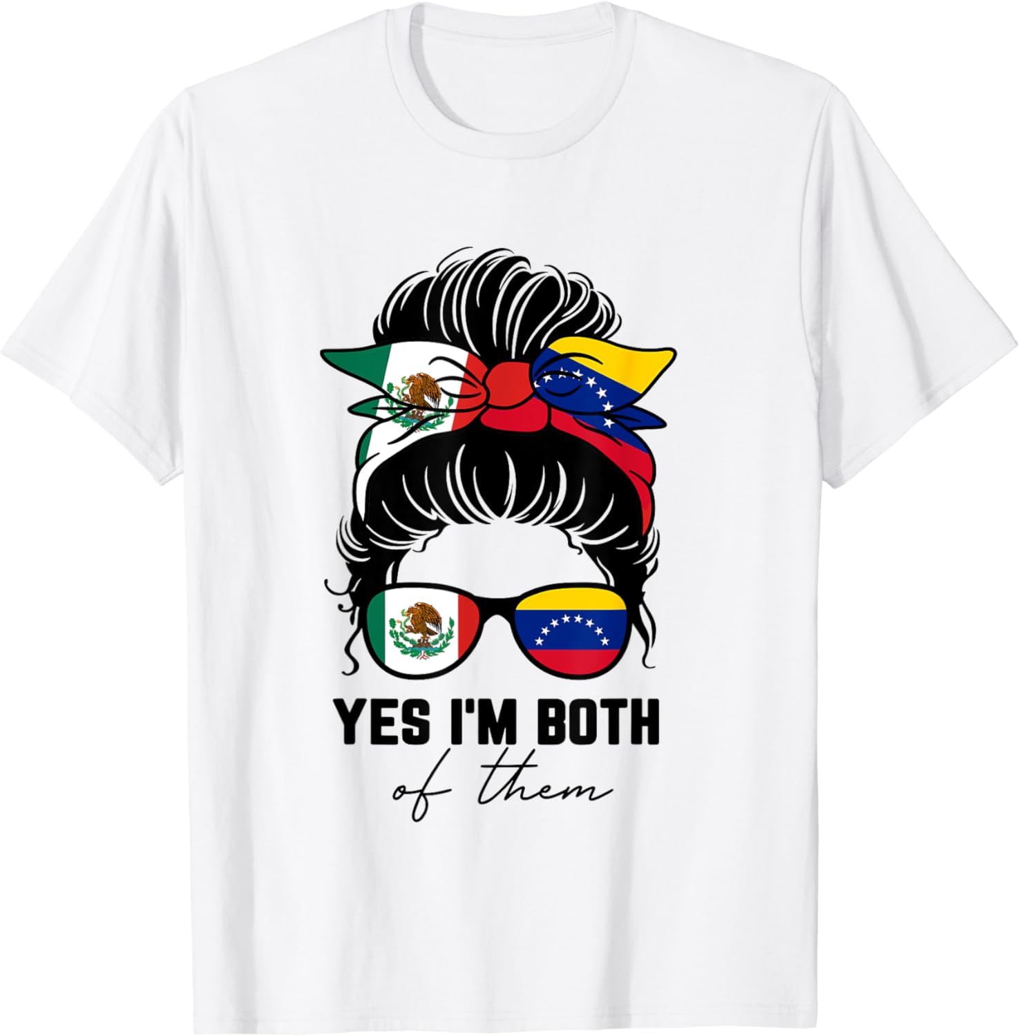 Half Mexican Half Venezuelan Girl Mexico Venezuela Flag T-Shirt ...
