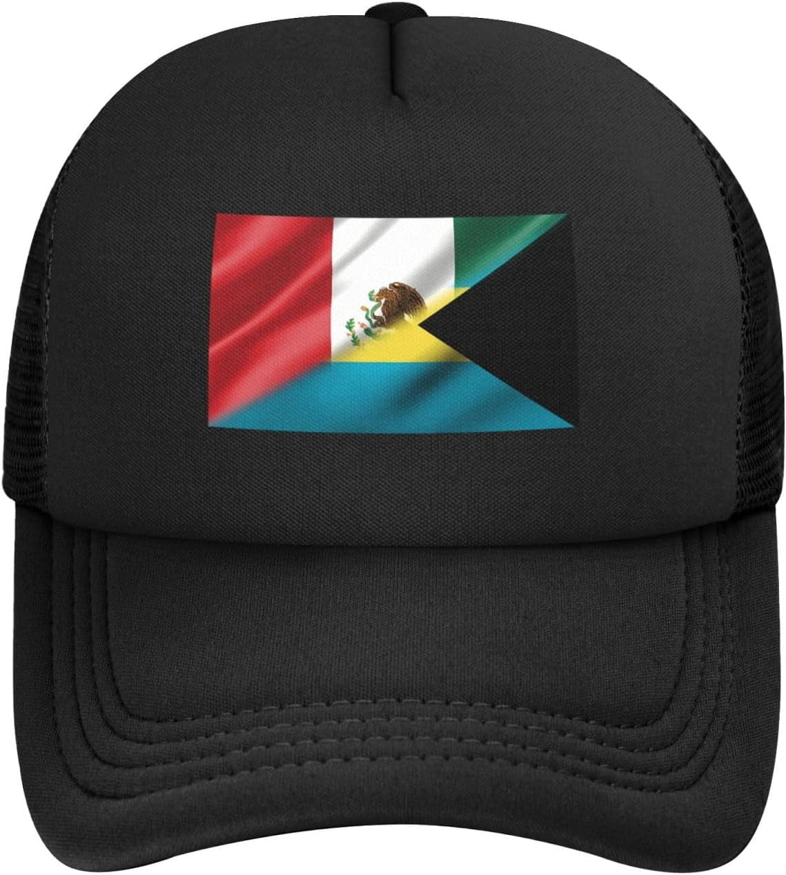 Half Mexico Half Bahamas Flag Adult Mesh Baseball Cap Adjustable Dad ...