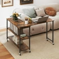 Half Moon 1-Drawer Wooden Console Table with Bottom Shelf in Black ...