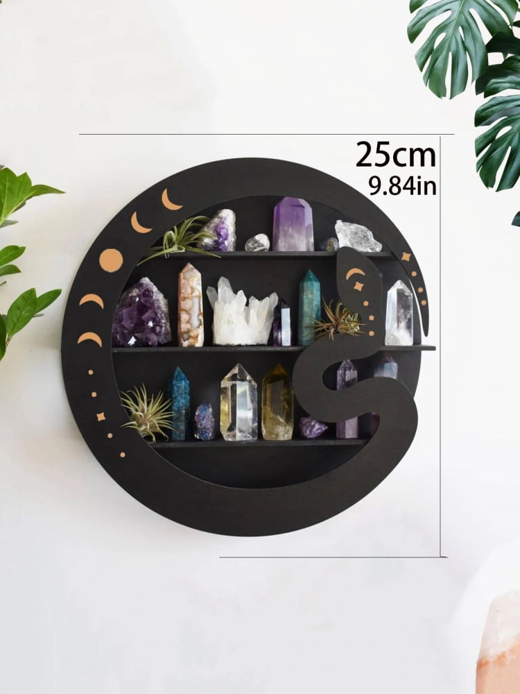 Half Moon Butterfly Crystal Shelf Display Candles Wood Wall Hanging ...