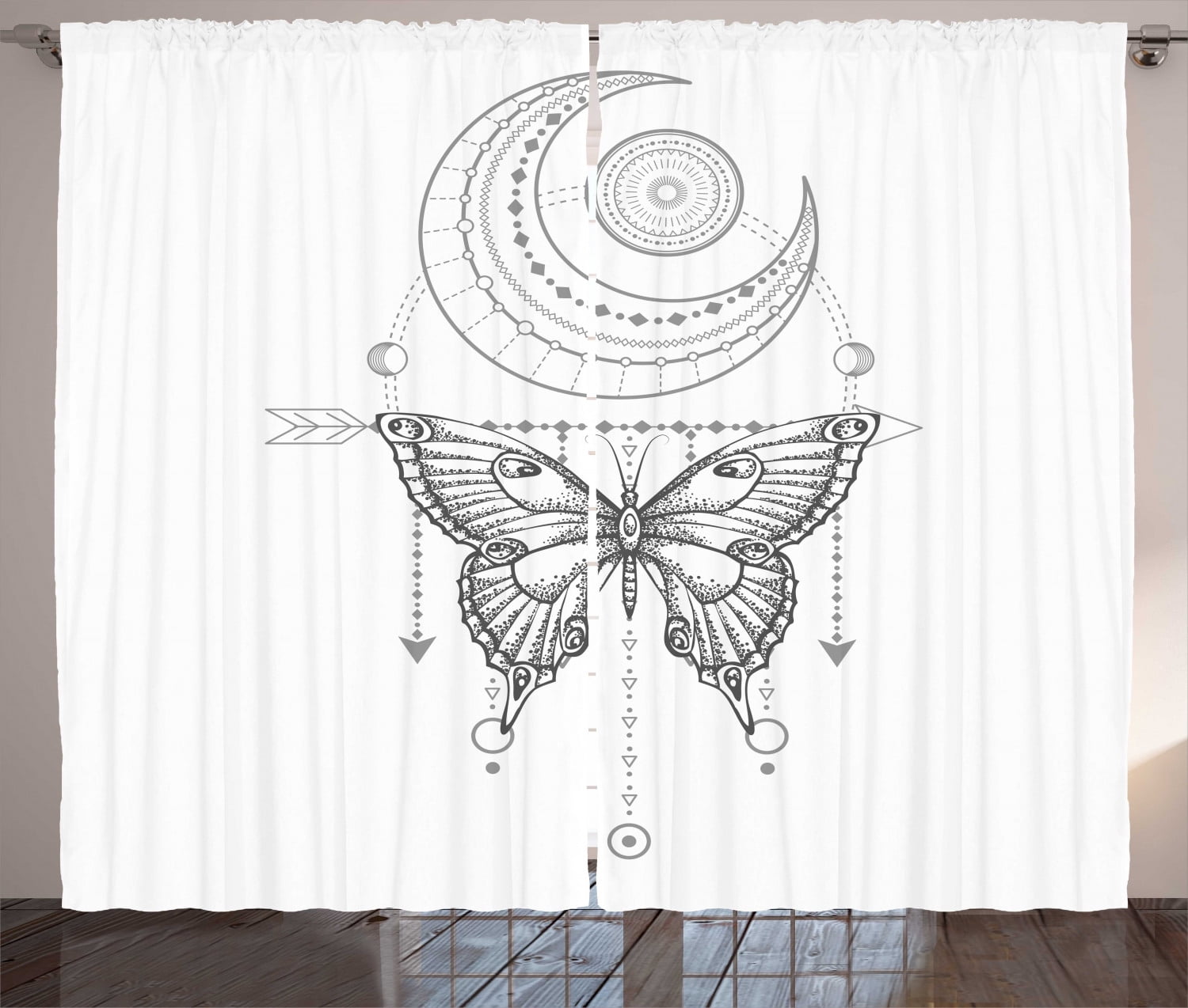 Ambesonne Half Moon Curtains 2 Panel Set, Mystic Dreamcatcher Art, 108 ...