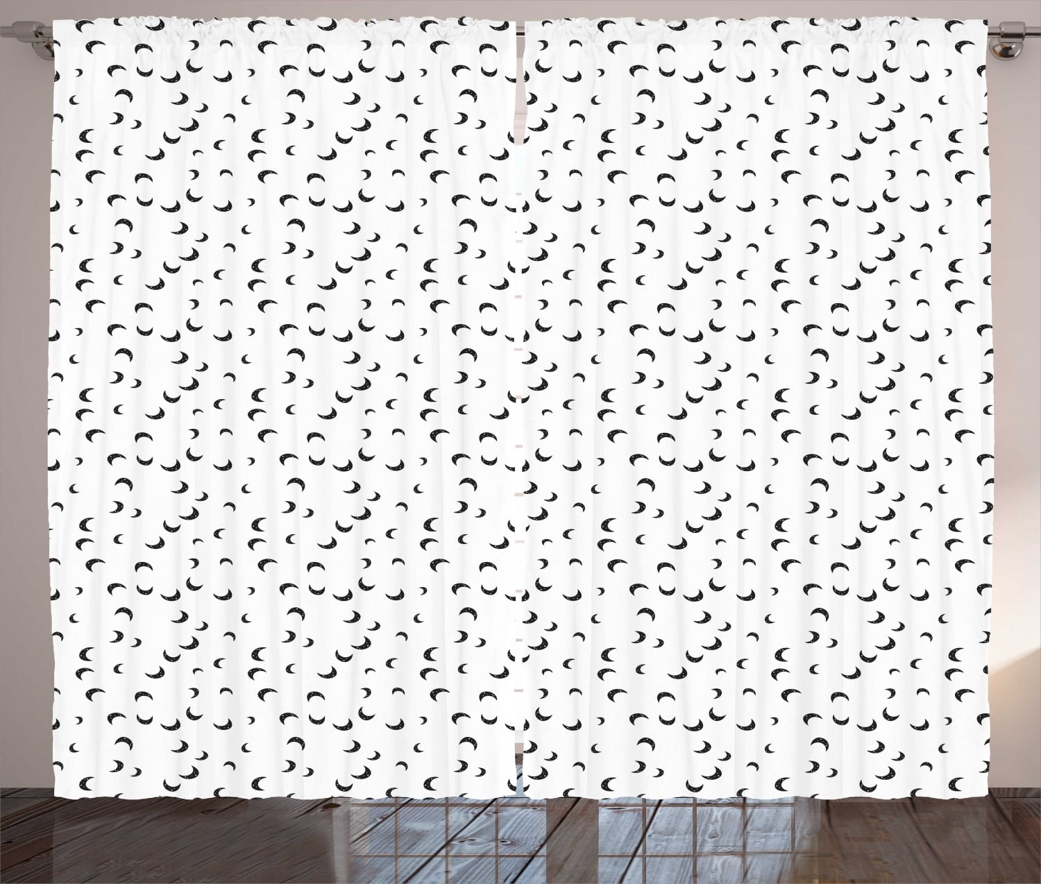 Ambesonne Half Moon Curtains 2 Panel Set, Halloween Crescent Art, 108 ...