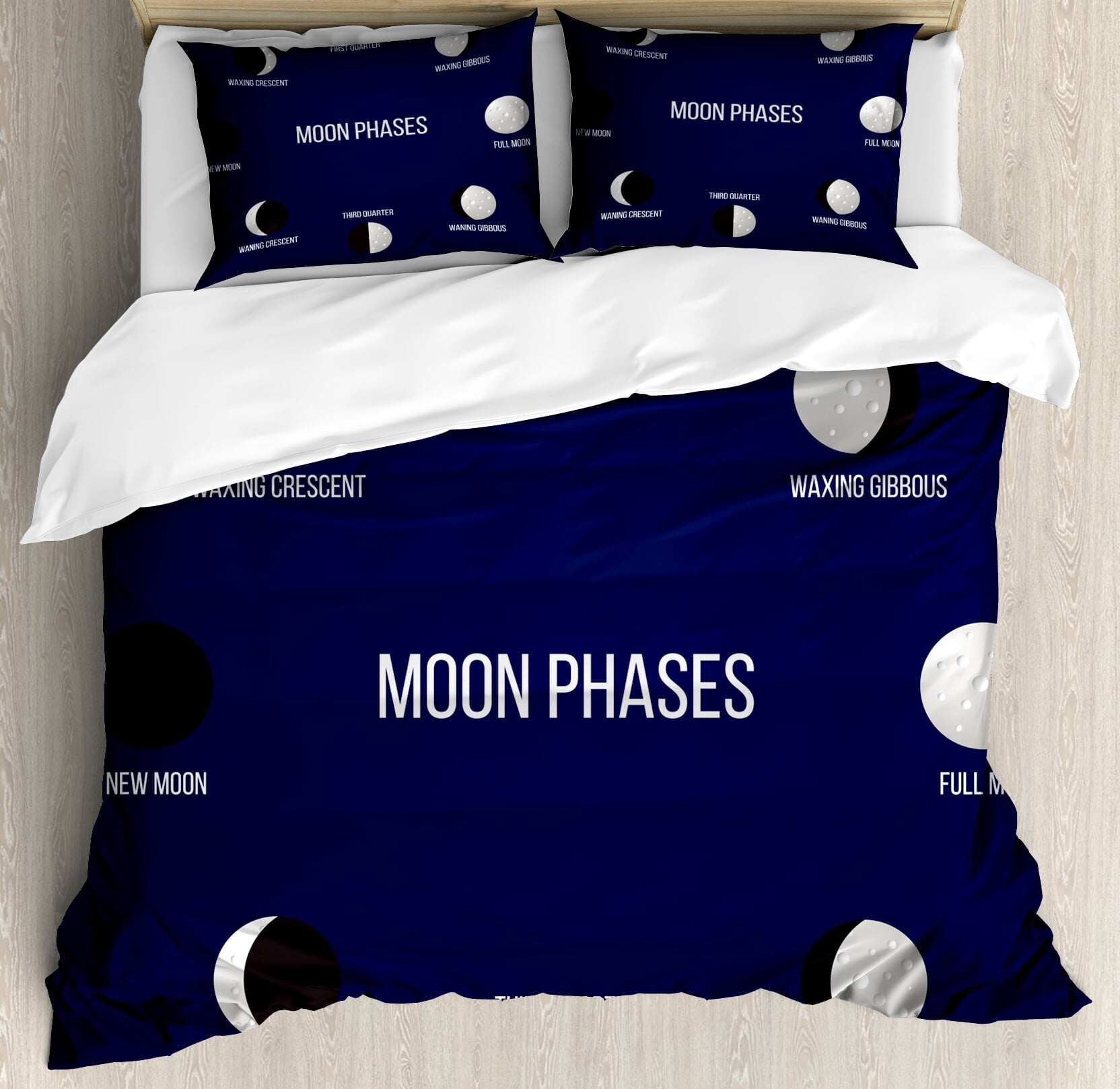 Ambesonne Half Moon Duvet Cover Set, Crescent Phase Astronomy, Queen ...