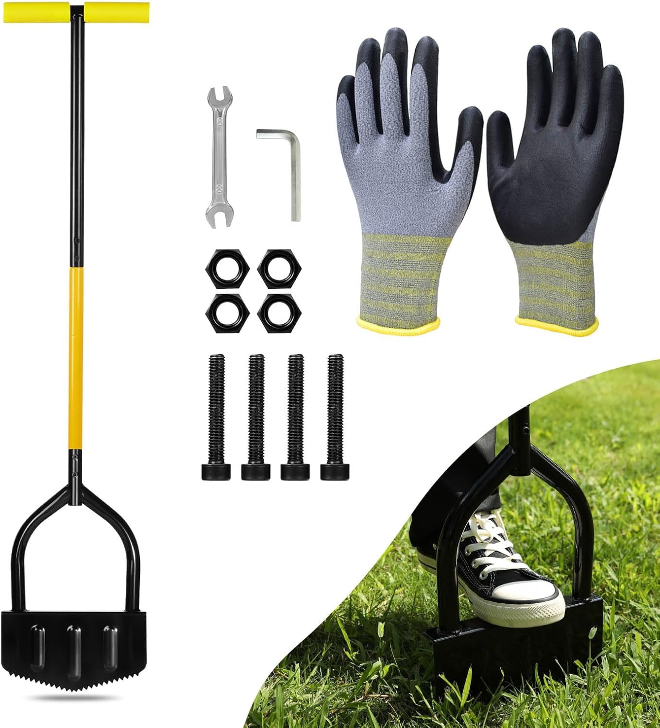 Half Moon Edger, 41.7" Heavy Duty Steel Blade with T-Grip Handle and ...