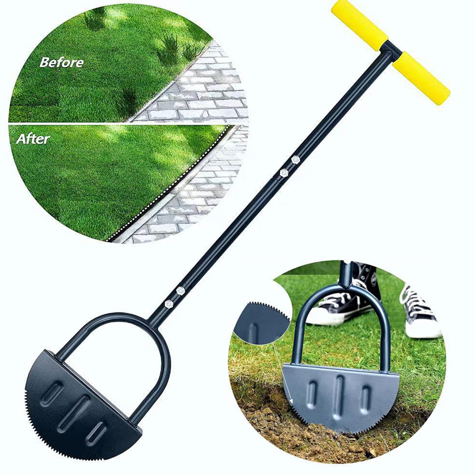 Half Moon Edger Lawn Tool , Manual Saw-Tooth Edger with T-Grip Long ...