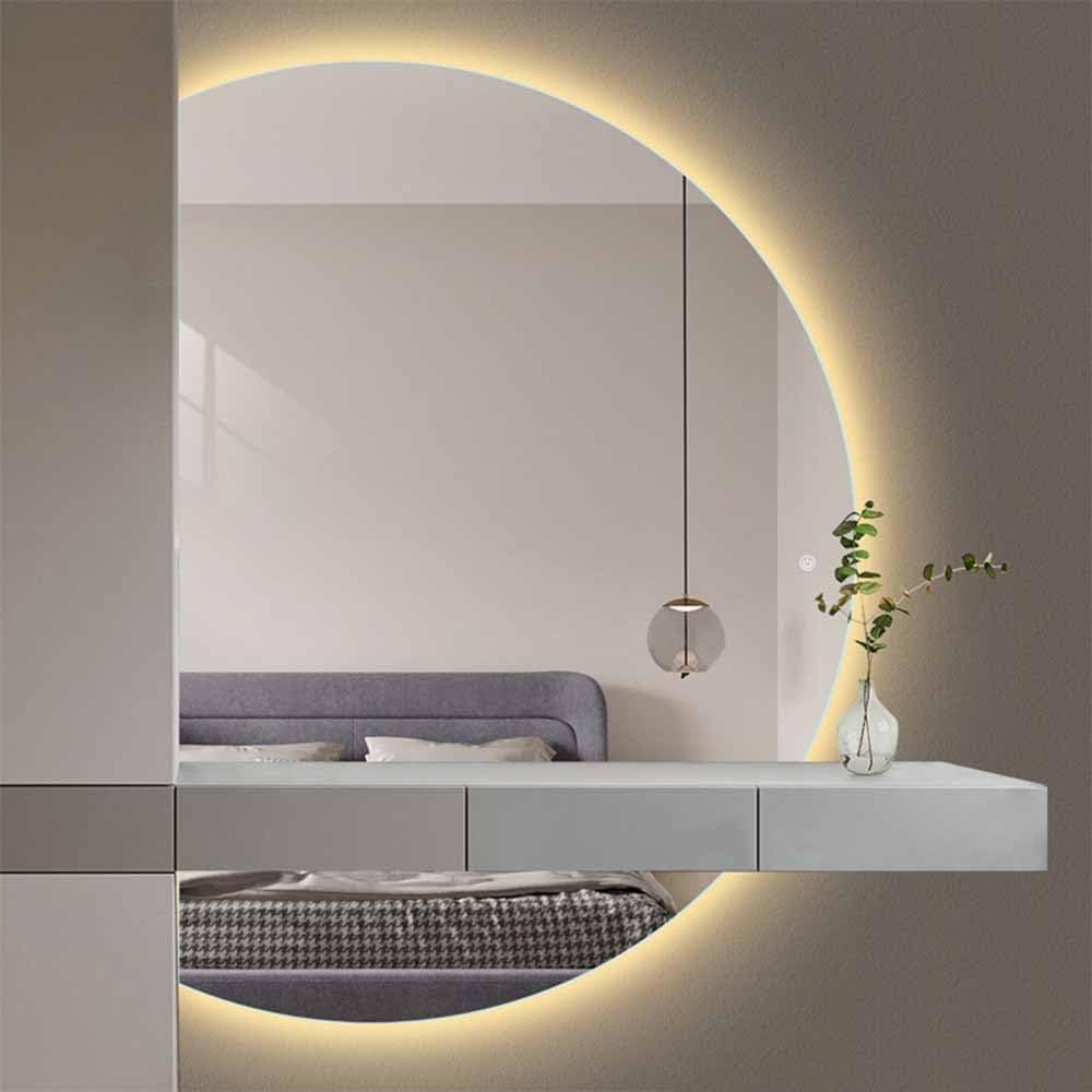 Half Moon Frameless Full length Wall Mirror 84*120cm for Entryway, 3 ...