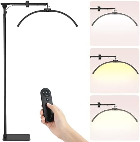 Half Moon Lash Light for Eyelash Tech, Dimmable LED Floor Lash Lamp for ...