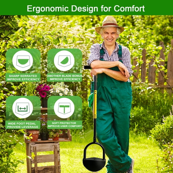 Half Moon Lawn Edger Manual Tool with Replaceable Blade, Soft Grip ...