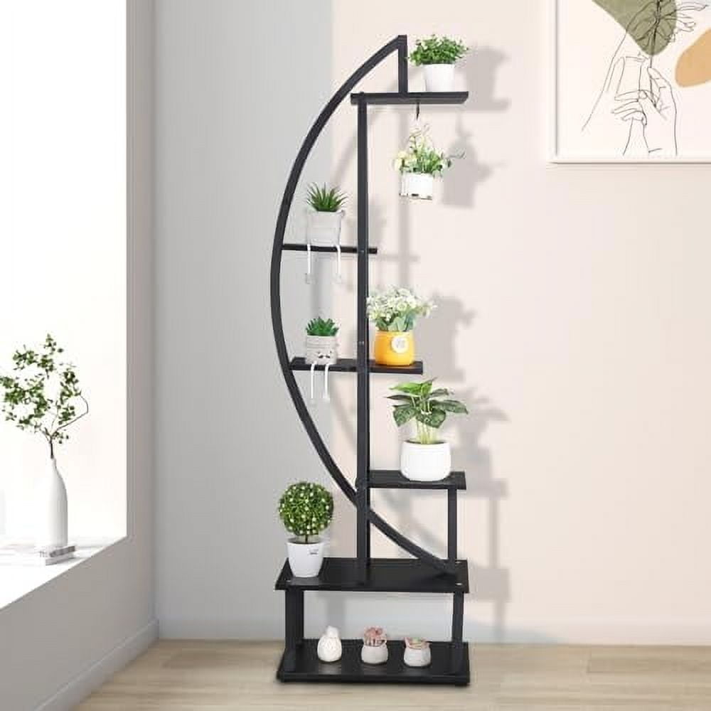 Half Moon Multi-Layer Plant Stand - Sturdy Iron Pipe Design for Large ...