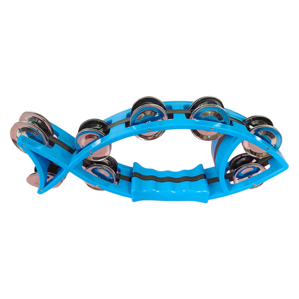 7829 Fish Shaped Handbell Double Row Tambourine Half Moon Musical ...