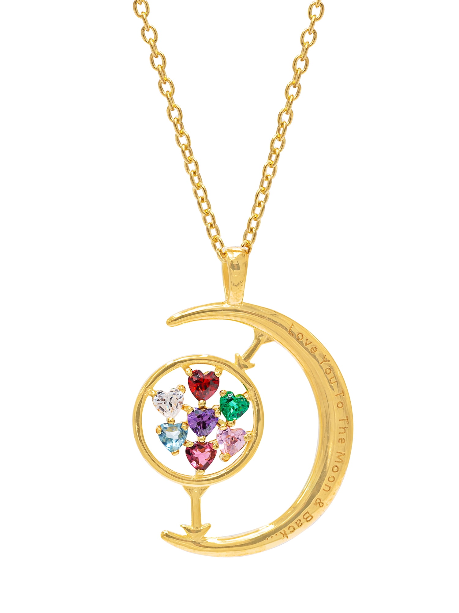 Half Moon Pendant with Up to Seven Birthstones - Walmart.com