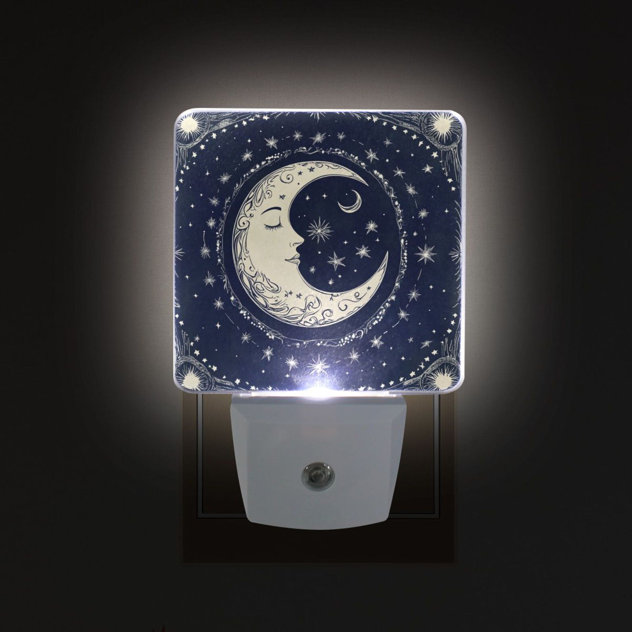 Half Moon Side Face Stars LED Night Light Sensor Lamp Plug-in ...