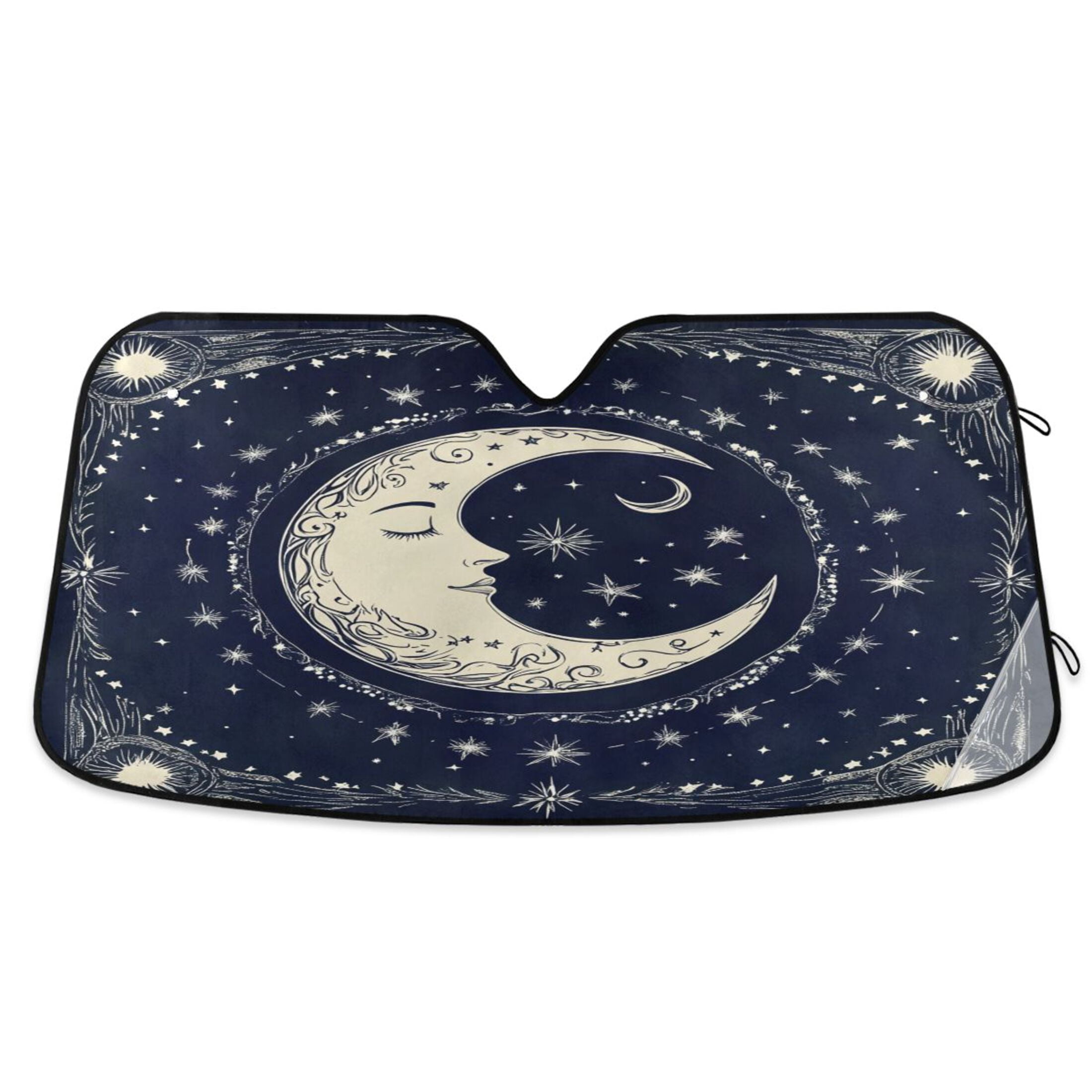 Half Moon Side Face Stars Windshield Sun Shade Automobile Visor ...
