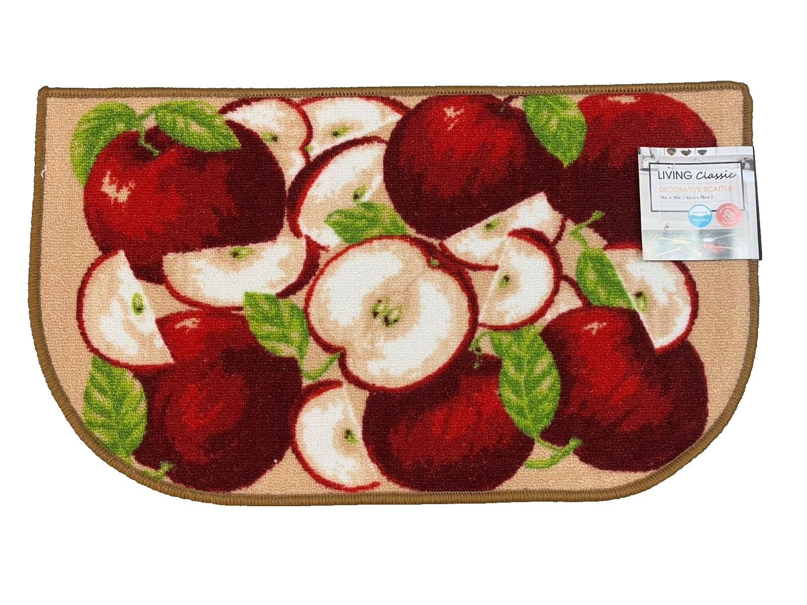 Half Moon Slice Kitchen Rug, Non Skid Back, Chef, Coffee, Apples ...