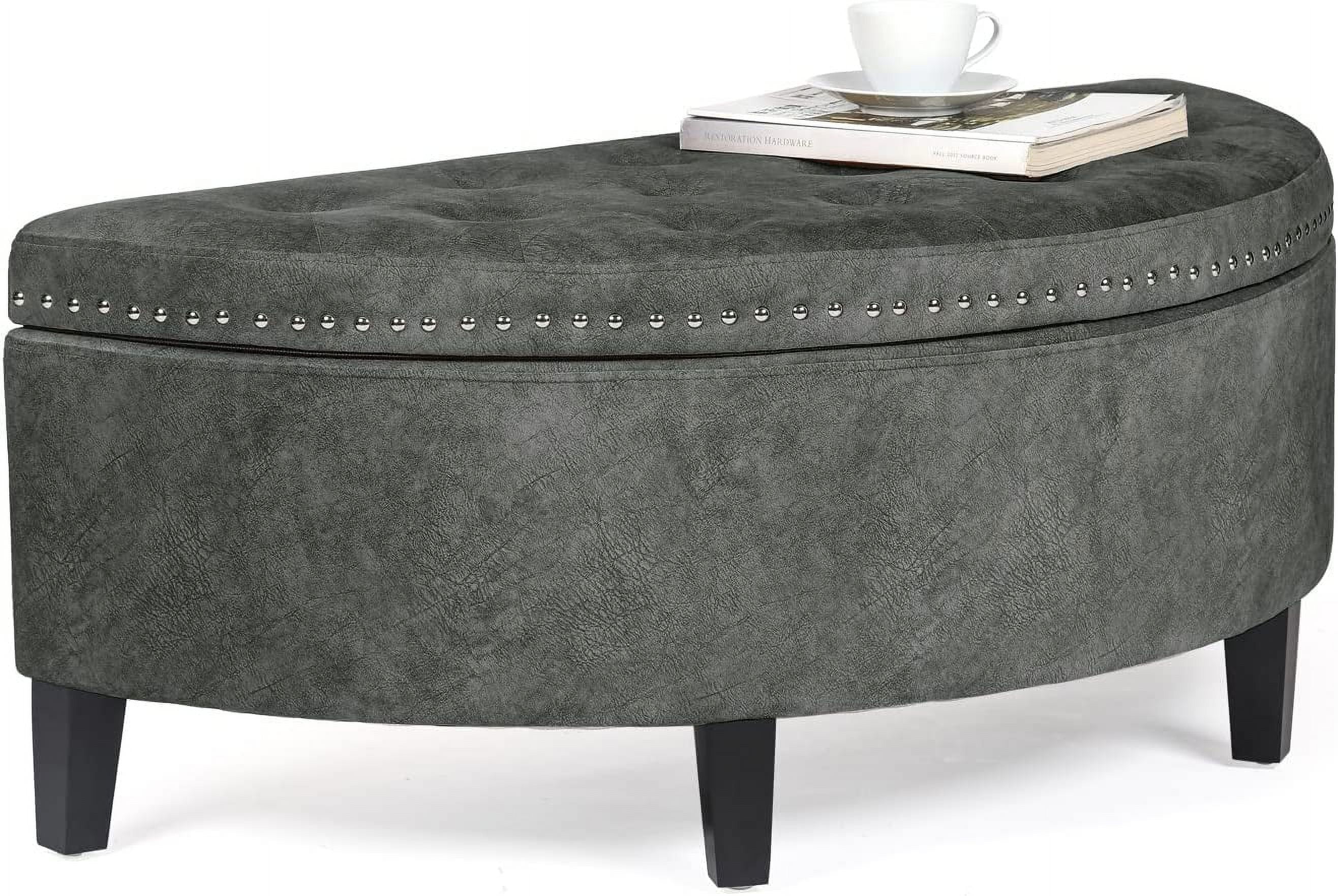 Half Moon Storage Ottoman , 43.5" Fabric End of Bed with Storage, Large ...