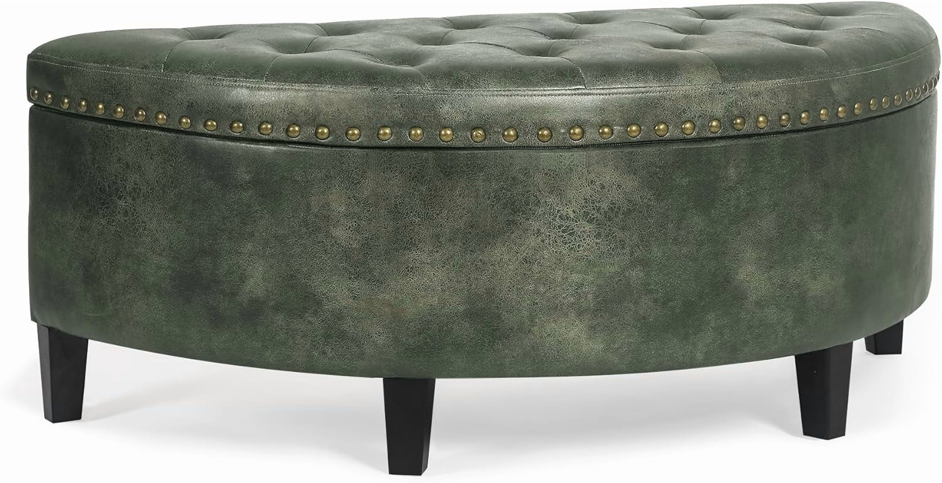 Half Moon Storage Ottoman Bench, 43.5" PU Leather End of Bed Bench with ...