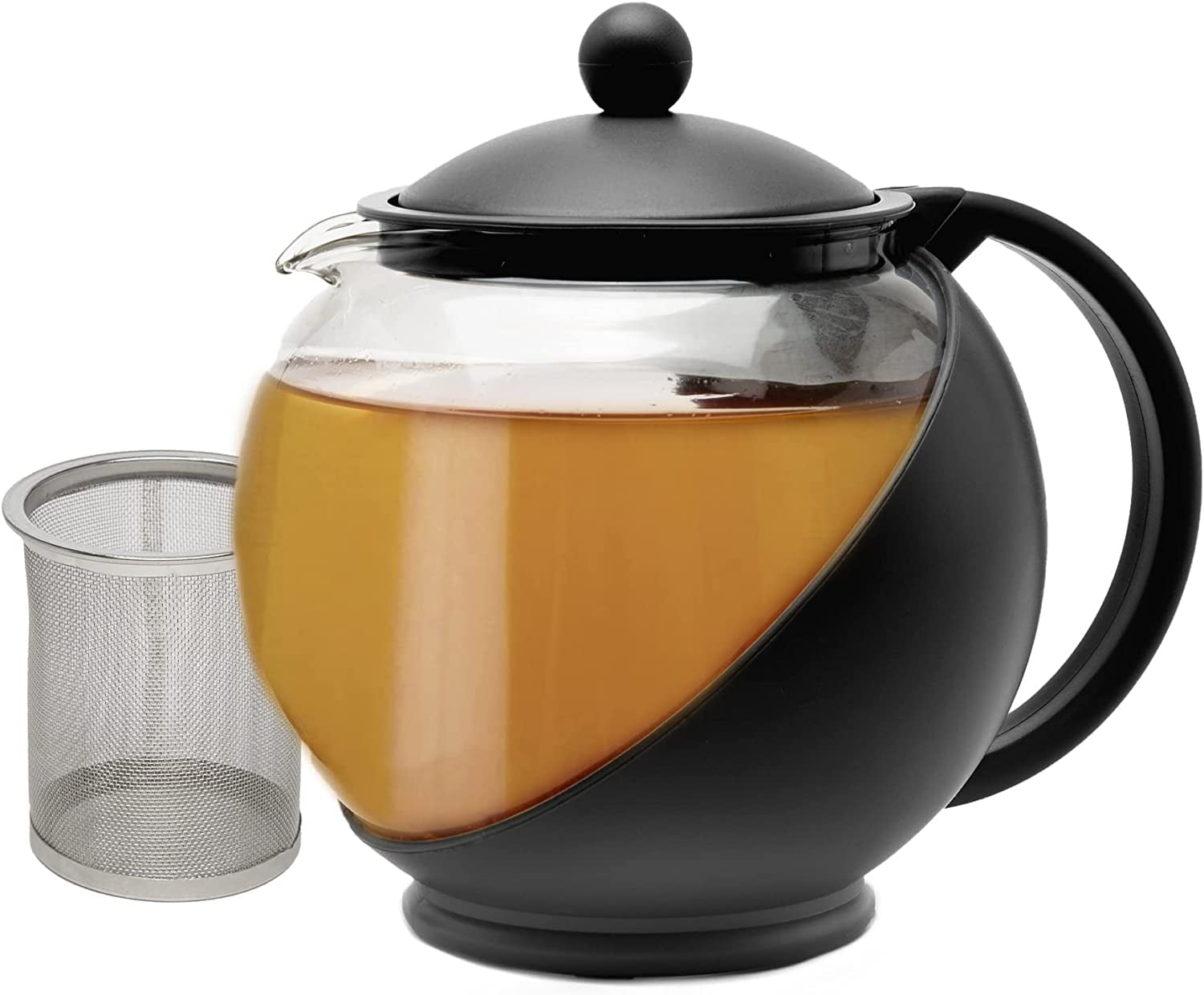 Half Moon Teapot with Removable Infuser, Glass Tea Maker with Reusable ...