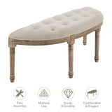 Half Moon Upholstered Bench with Carved Rubberwood Legs for Dining Room ...