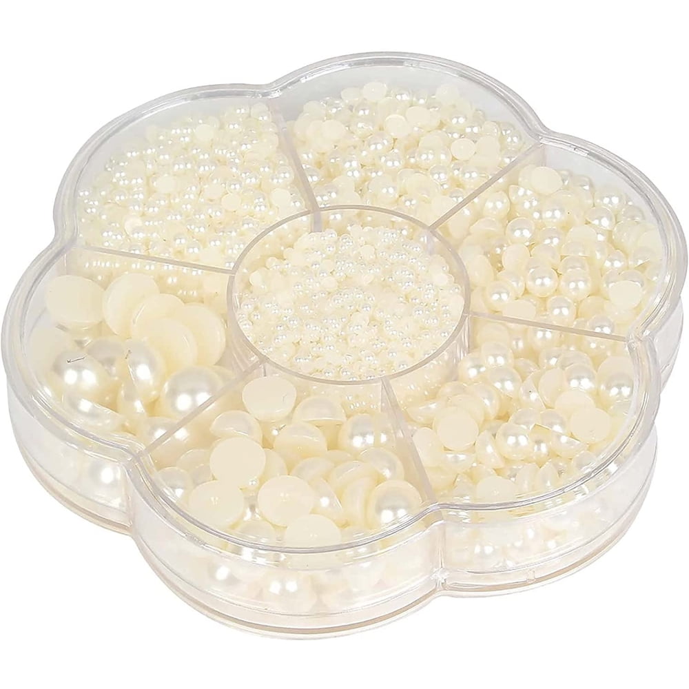 Half Pearl Flatback Beads, Plastic Beads Half Pearl, Half Artificial ...