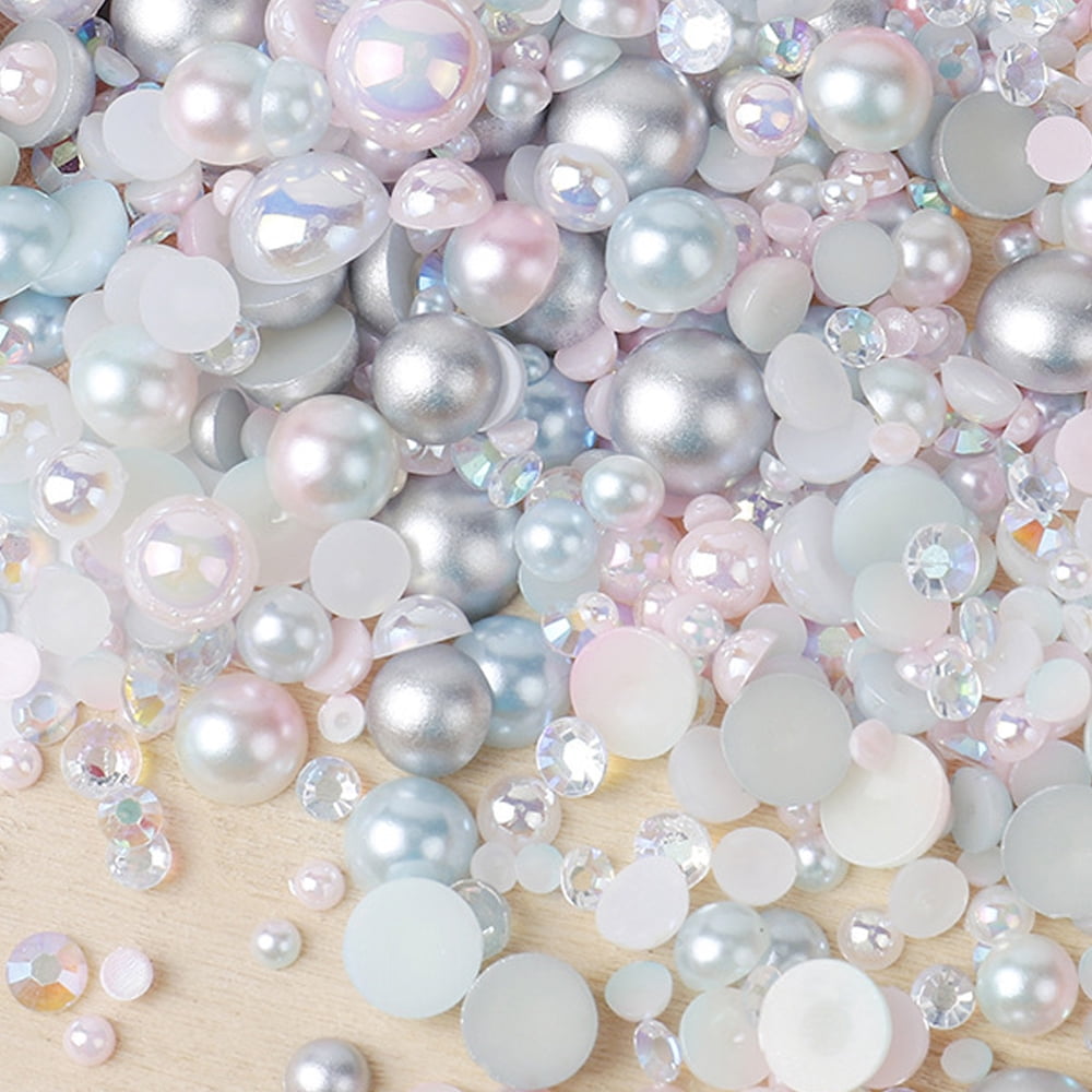 Half Pearls for Crafts Flatback Pearls Beads Set for DIY Nail Face Art ...