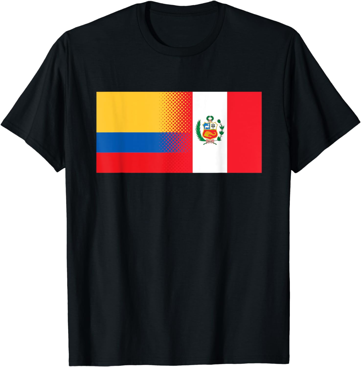 Half Peruvian Half Colombian Flag Peru Colombia Cotton T-Shirt ...