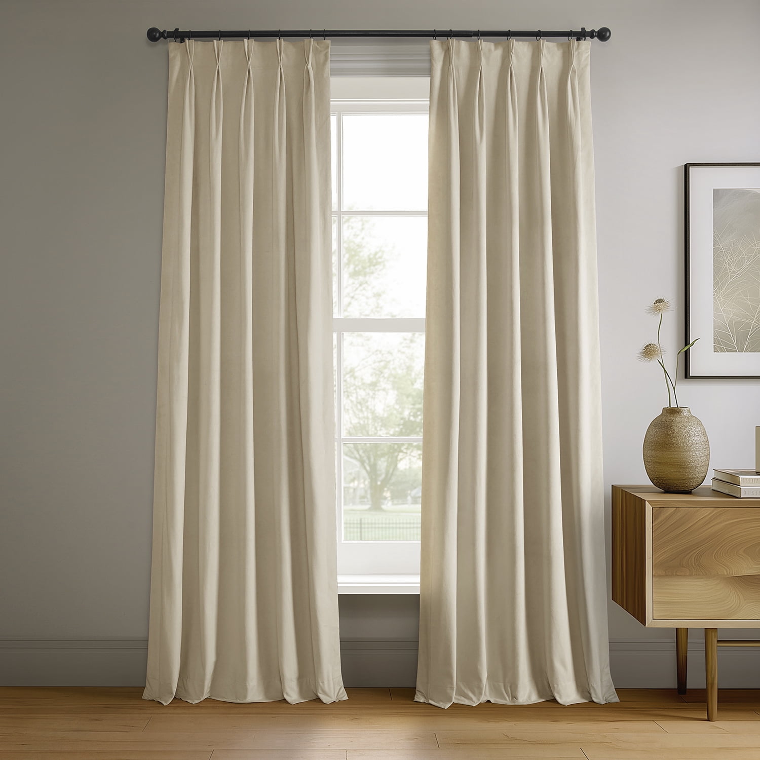 Half Price Drapes Alabaster Beige French Pleat Signature Velvet ...
