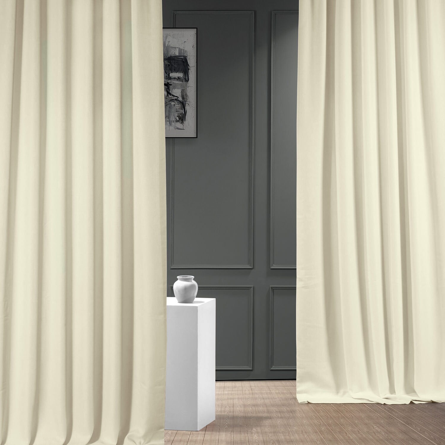 Half Price Drapes Gravity Ivory Italian Faux Linen Room Darkening ...