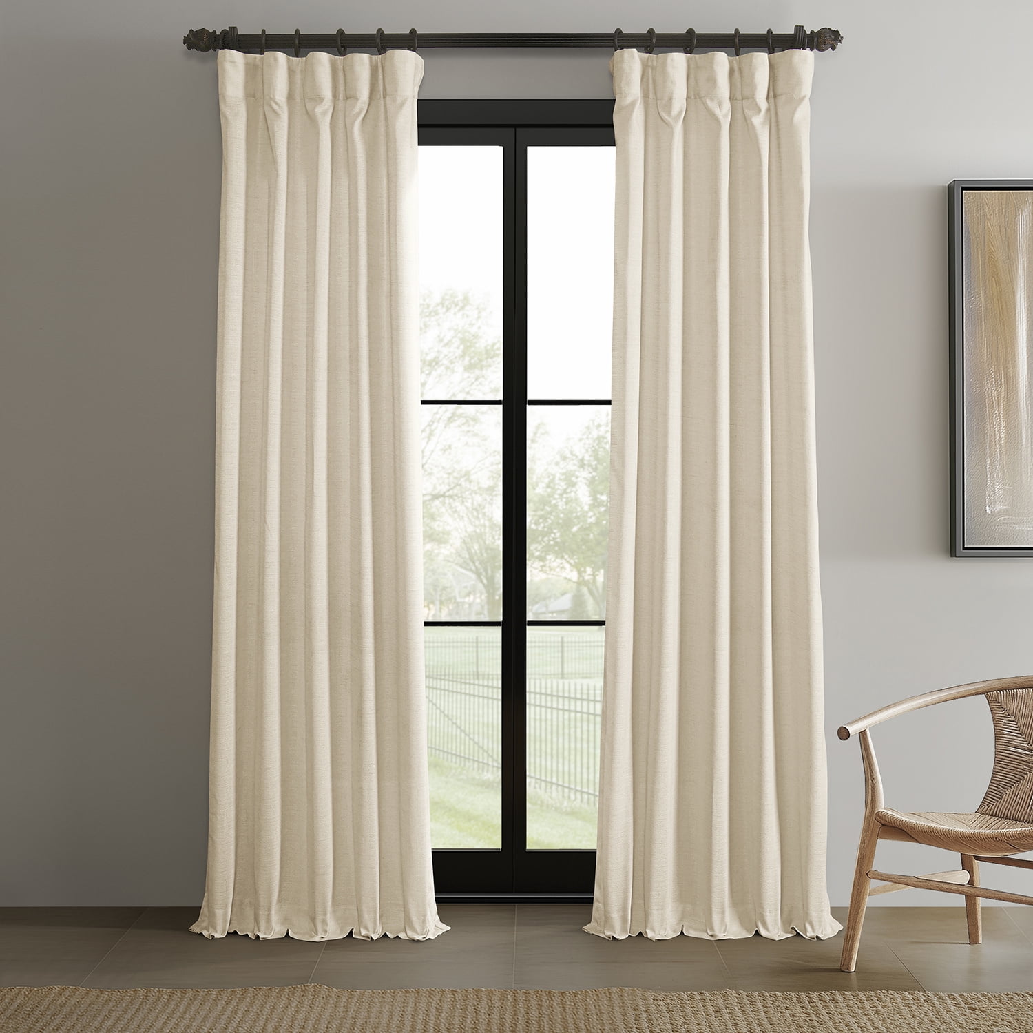 Half Price Drapes Ivory Raw Linen Weave Light Filtering Curtains for ...